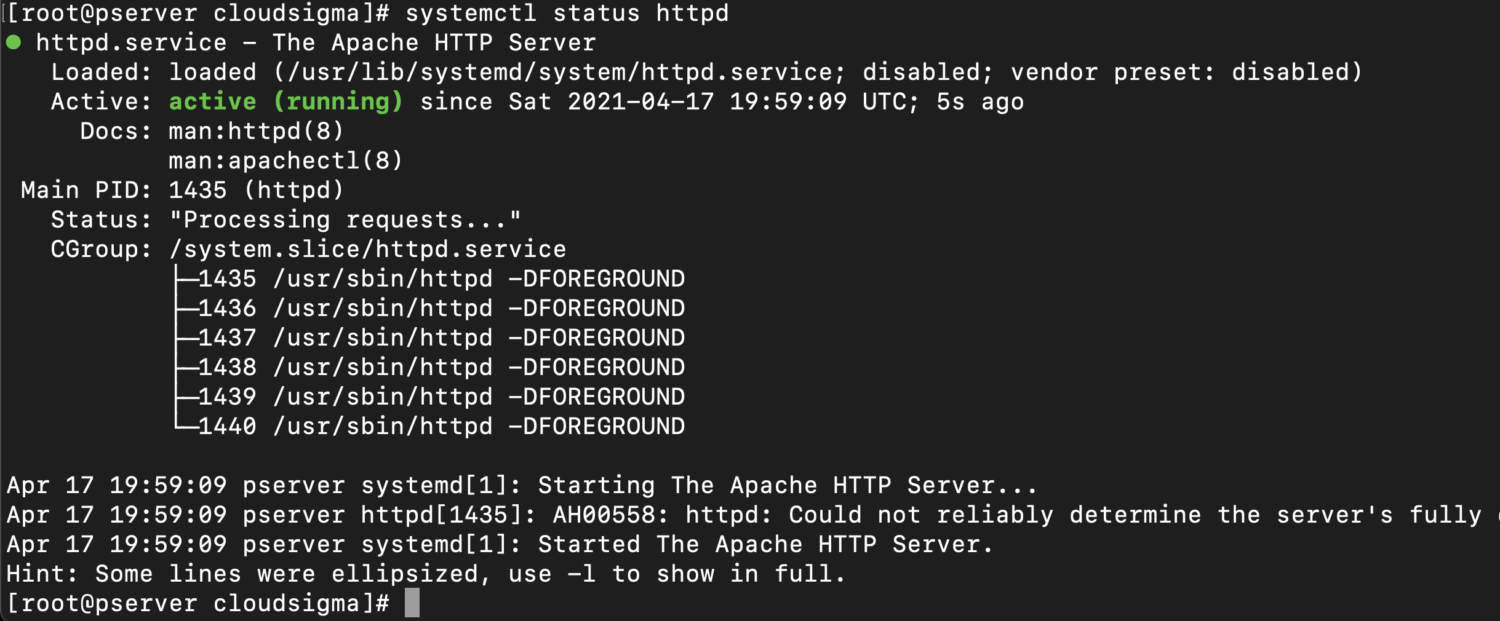 Installing The Apache Web Server On Centos 7 • Cloudsigma