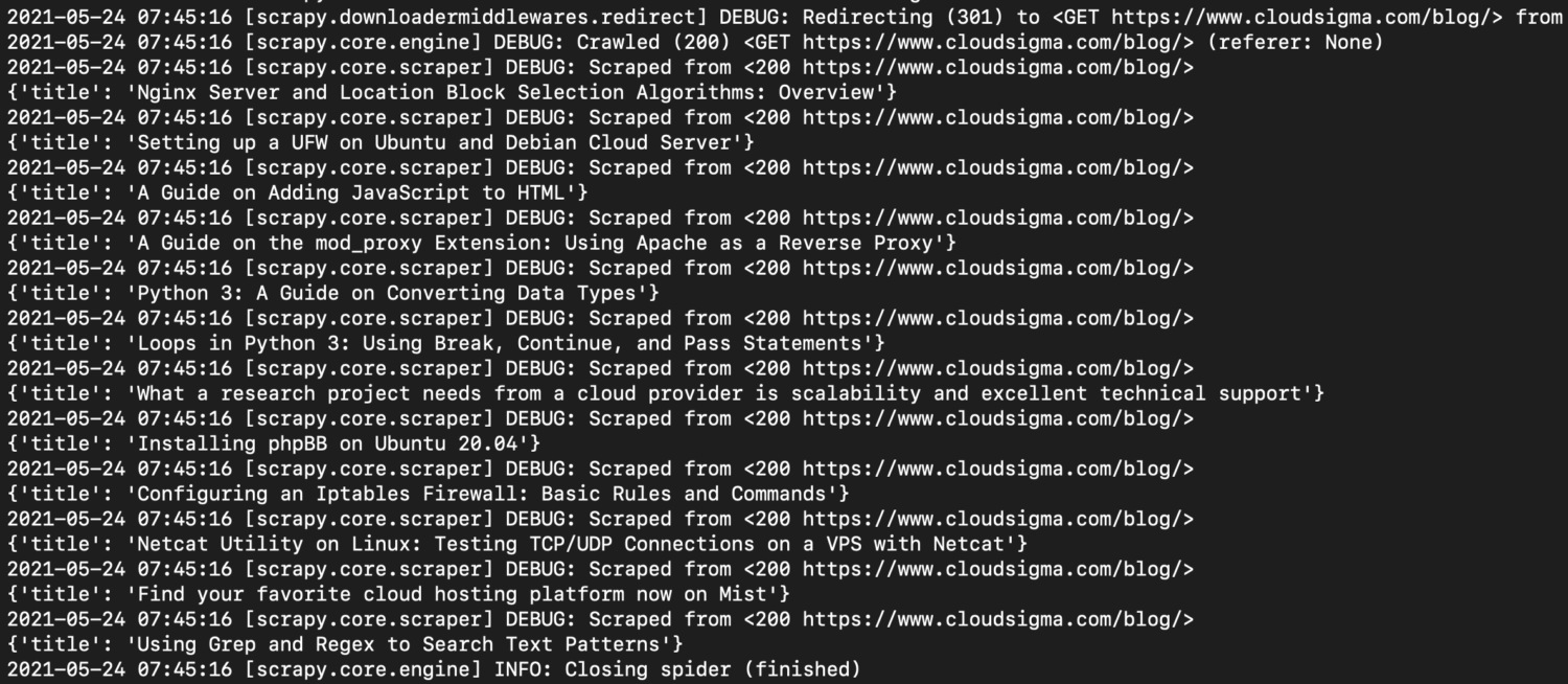 How to Crawl a Web Page with Scrapy and Python 3 • CloudSigma