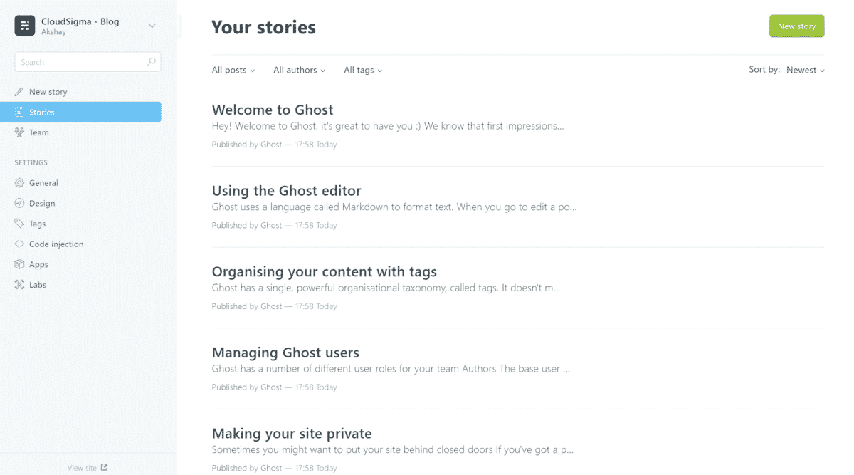 How to set up a blog using Ghost with CloudSigma