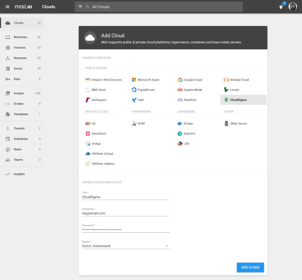 Find your favorite cloud hosting platform now on Mist • CloudSigma
