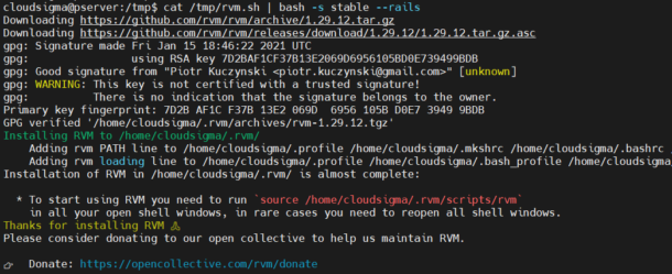 Installing Ruby on Rails with RVM on Ubuntu 20.04 • CloudSigma